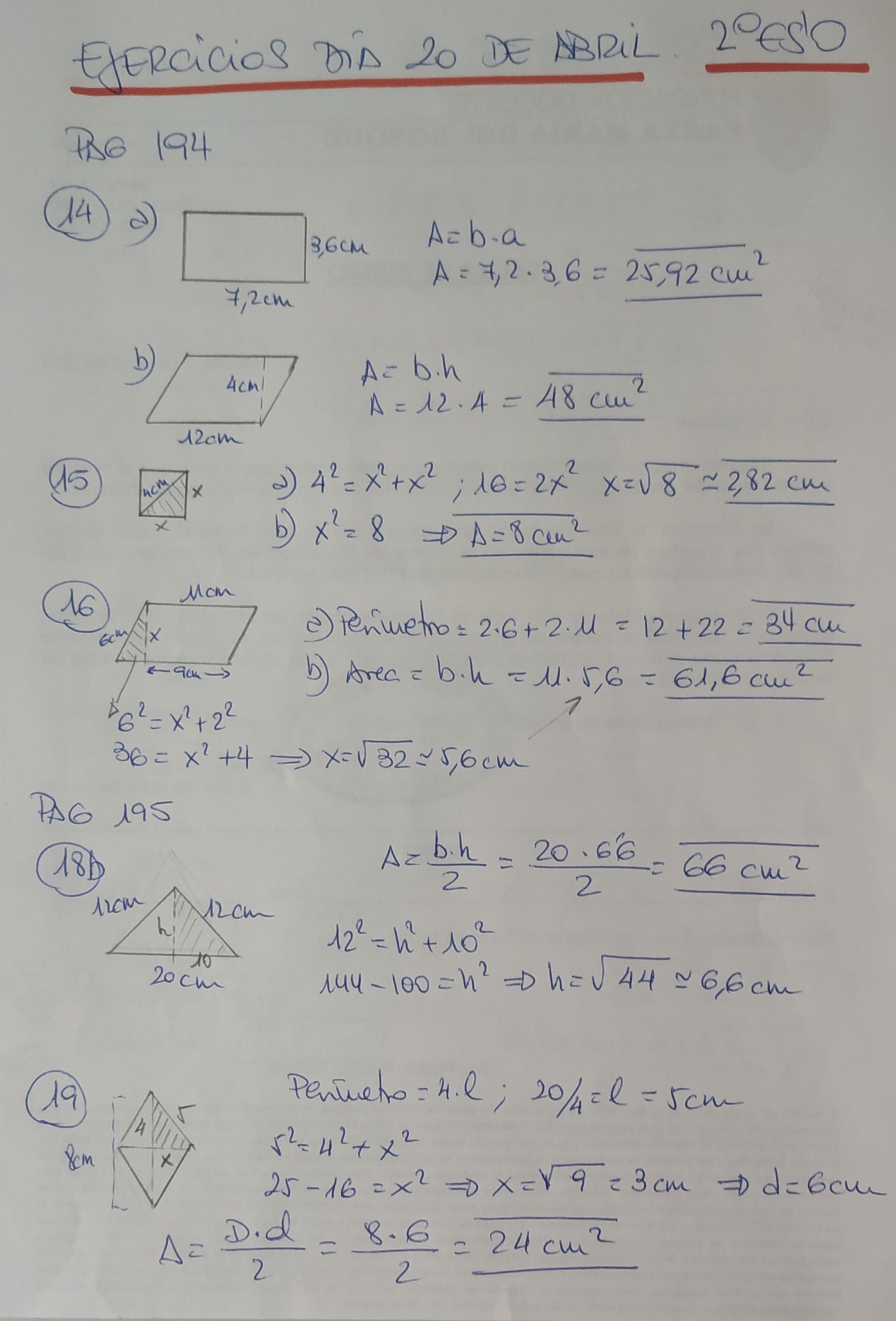 2ºESO. CORRECCIONES EJERCICIOS DÍA 20 DE ABRIL | MATEMÁTICAS 1º y 2º ESO